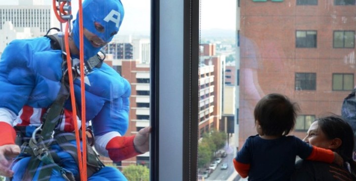 Superhero window-washers delight at Alabama Children’s hospital ...