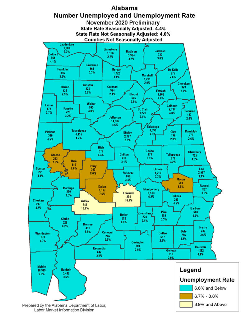 Unemployment rate in Alabama fell to 4.4% in November - Yellowhammer News