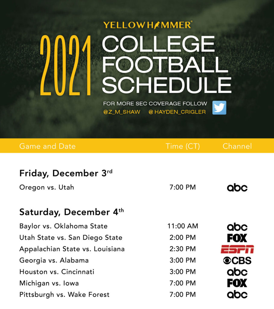 This weekend’s college football TV schedule - Yellowhammer News