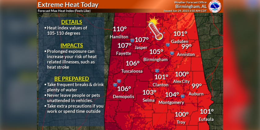 100°-plus 'feels like' temps possible Friday - Yellowhammer News