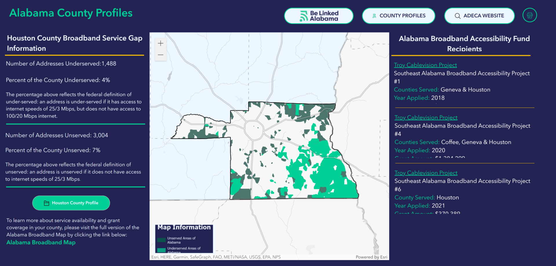 Be Linked Alabama: Interactive map lights up broadband growth ...