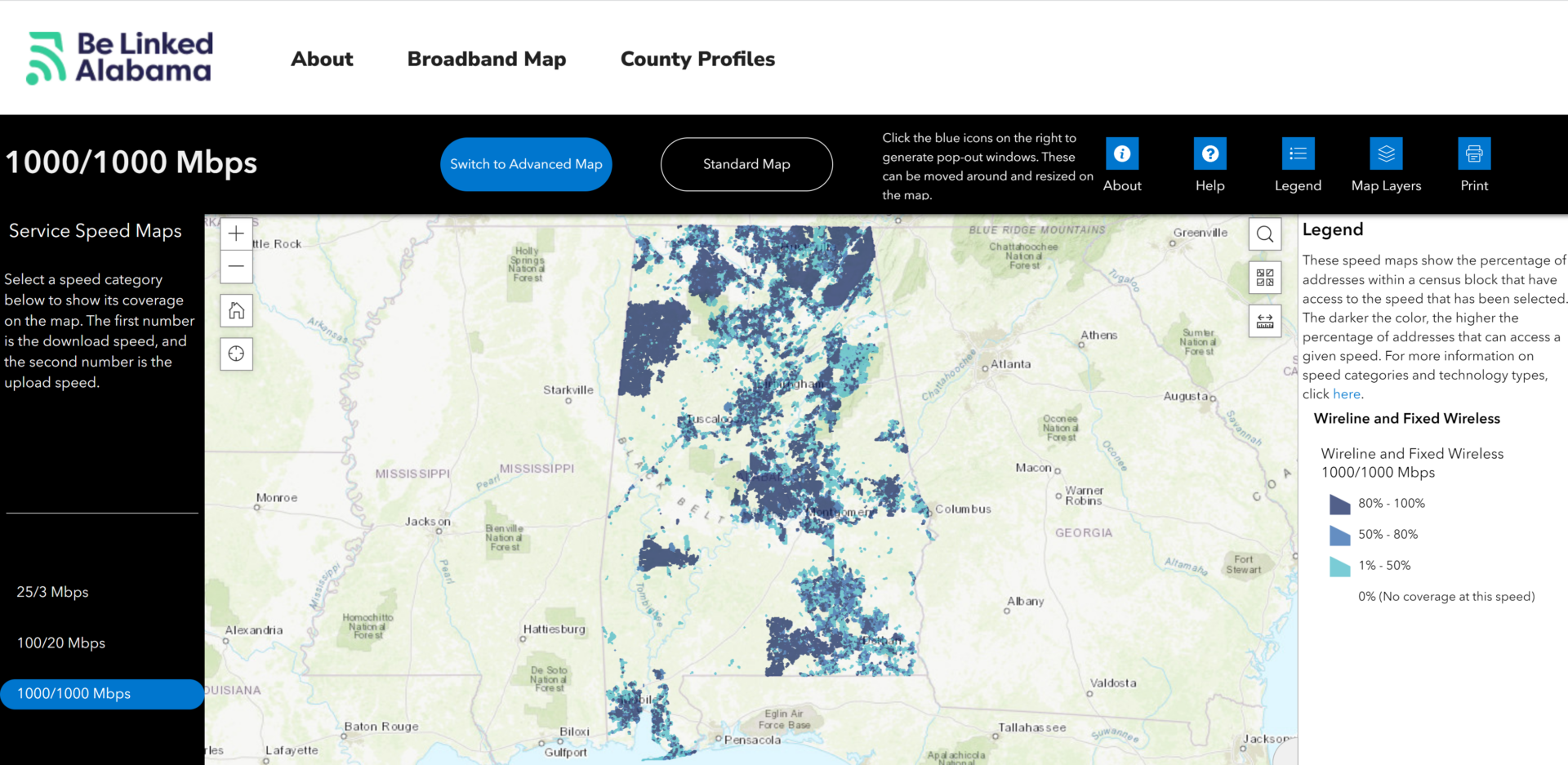 Be Linked Alabama: Interactive map lights up broadband growth ...