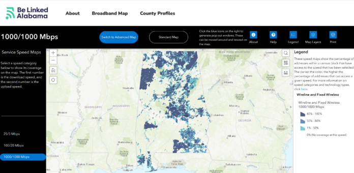 Be Linked Alabama: Interactive map lights up broadband growth ...