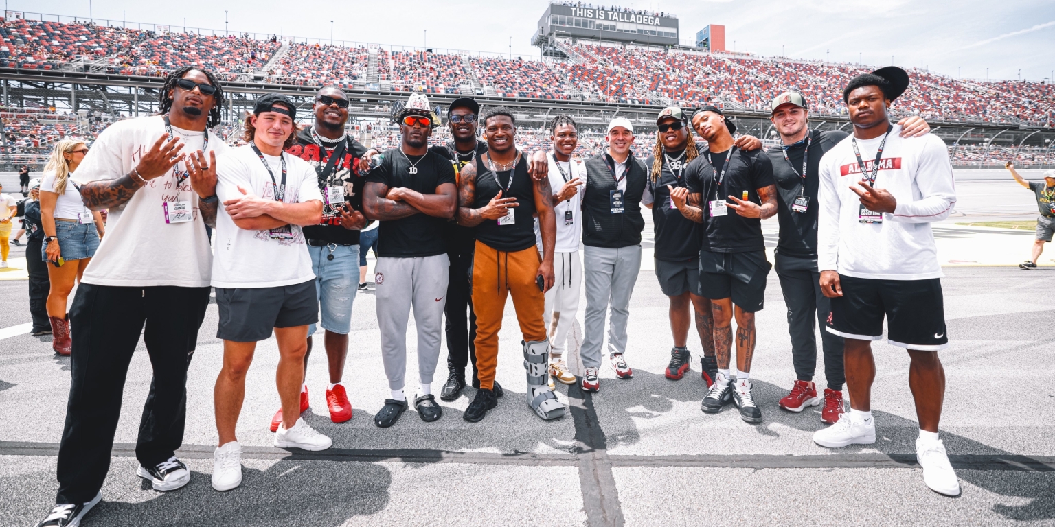 WATCH: Alabama football stars take on wild scenes at Talladega ...
