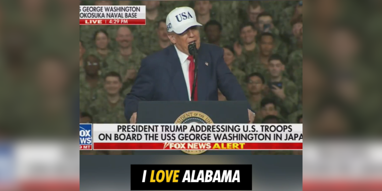 WATCH: President Trump tells American troops 'Roll Tide!' when he ...